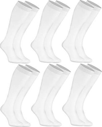 Rainbow Socks Femme Homme Chaussettes Longues Bambou - 6 Paires - Blanc - Taille 39-41