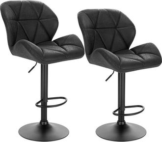 Woltu Woltu - 2 Tabourets de Bar réglable en Hauteur, Chaises de bar siège rembouré en Similicuir Pied en métal, Noir
