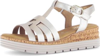 Gabor Damen Riemchensandalen, Frauen Sandalen,offene Schuhe,Strandschuhe,Sandaletten,Sommersandalen,bequem,flach,Puder (Gold),41 EU / 7.5 UK