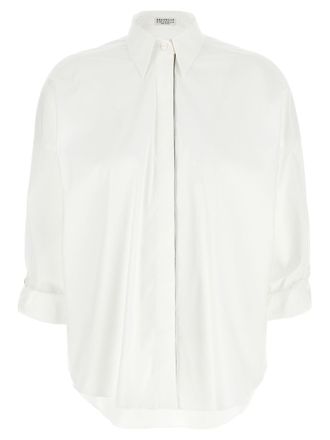 Brunello Cucinelli Stretch Cotton Poplin Blouse - White