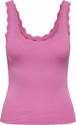 Jacqueline de Yong JdY Damen Jdynanna S/L Scallop Edge Top KNT Noos, Wild Orchid, XL