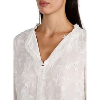 Object Blouse &agrave; broderie florale en coton