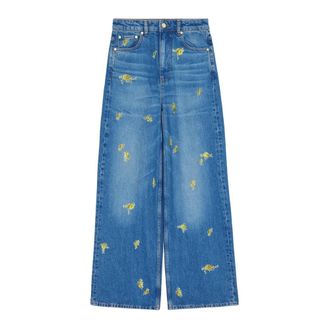 Ganni Printed Flower Denim Lari Jeans - - Jeans - Damen - Blau - W25 L33