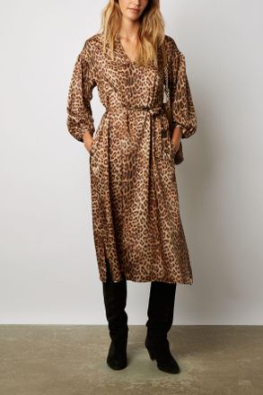 Gerard Darel Robe longue esprit tunique &agrave; imprim&eacute; l&eacute;opard - JULIAN - Camel