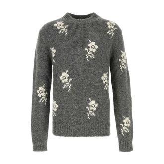 Jil Sander Floral Knit Crewneck Sweater - - Knitwear - Herren - Grau - XL
