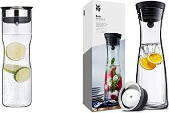 WMF Motion Wasserkaraffe 1,25l, Höhe 29 cm, Glas-Karaffe, Silikondeckel & Basic Wasserkaraffe aus Glas, 1 Liter, Glaskaraffe mit Deckel, Silikondeckel, Cl