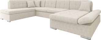 Mirjan24 Ecksofa Bergen Cord Design Eckcouch mit Schlaffunktion und Bettkasten, Regulierbare Armlehnen, U-Form Sofa vom Hersteller, Wohnlandschaft (Poso 100, S