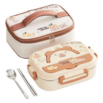 Generico Aus Stahl für Kinder, auslaufsicherer Behälter aus Edelstahl mit 3 Fächern, Lunchbox für kleine Kinder, 22,9 x 17 x 7 cm für Reisen im Freien