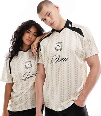 Puma Fußballtrikot mit Archivdruck in Weiß und Schwarz, exklusiv bei ASOS