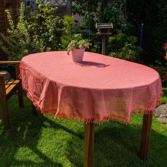 Laro Gartentischdecke Wetterfest rutschfest Oval, Muster:Rot, Größe:Oval Classic