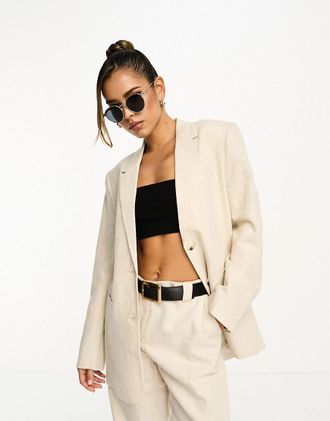 NA-KD Blazer densemble oversize coupe ajust&eacute;e - Beige-Neutral