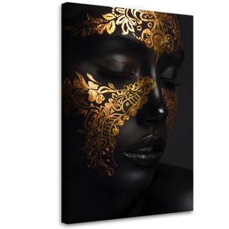 Feeby Tableau sur toile Tableau sur toile Visage de femme en or 70x100