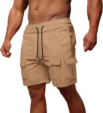 Generic Short de sport pour homme - Boxer de course cargo pour homme - Pantalon de jogging cargo court en coton extensible - Pantalon baggy l&eacute;ger - Pantalon d