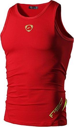 Jeansian Jeansian Homme Debardeurs De Sport Outdoor Tops Tee Men Summer Vest Sport Tank Tops LSL3306 Red XL