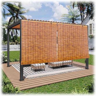 Generic Balkon Bambusrollo Fenster Vorhang Terrasse Jalousien Lichtfilterung & Wetterfest Outdoor Raffrollo 40x80cm 60x100cm 80x160cm Garten Bambus-Rollo