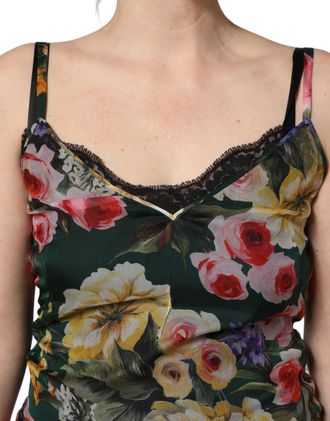 Dolce & Gabbana Womens Multicolor Floral Print Sleeveless Mini Dress Silk
