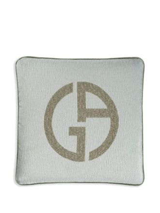 Armani/Casa coussin &agrave; logo brod&eacute; - Bleu