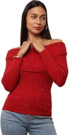 La Modeuse Pull &agrave; col bardot et sequins