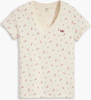 Levi's Perfect V-Neck T-Shirt Femme, Nina Floral Sunny Cream, XS