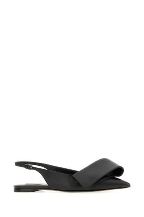 Givenchy Womens Black Leather Twisted Ribbon Ballerinas Sneaker