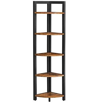 Vasagle &Eacute;tag&egrave;re dangle &agrave; 5 Niveaux, Biblioth&egrave;que du Coin, Meuble de Rangement Polyvalent, Porte-Plantes, pour Salon, Chambre, Bureau, Style Industriel, Marron