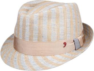 Alfonso d'Este Chapeau en Lin Classic FusionDEste Homme - Made in Italy de Soleil DEte Tissu avec Doublure Printemps-ete Printemps Ete - L (58-59 cm) Bleu-Beige