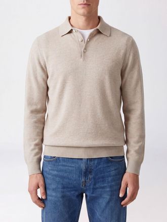 Brunello Cucinelli Lang&auml;rmeliges Strick-Poloshirt aus reinem Kaschmir