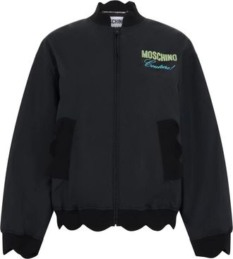 Moschino Femme, Vestes, Noir, Taille: 34 FR Bomber Moderne avec Zip et Logo