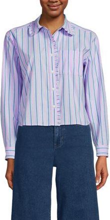 Lands End Verkürztes Hemd mit Rüschen, Damen, Größe:48-50 regular, Lila, Baumwolle, by Lands End