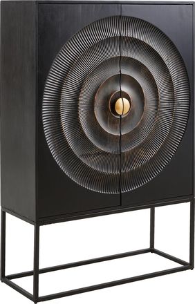 Landscape Highboard, Schwarz, Holz, Akazie, massiv, 2 F&auml;cher, 100x150x40 cm, Holzm&ouml;bel, Kleinm&ouml;bel Holz, Holzkommoden, Highboards Holz