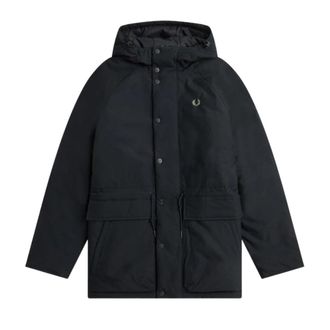 Fred Perry Gepolsterte, Schwarze Jacke Mit Durchgehendem Rei&szlig;verschluss