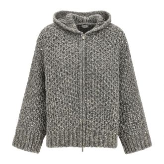 PESERICO Alpaka-Mischung Cardigan mit Kapuze - - Knitwear - Damen - Grau - M
