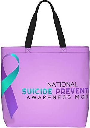Generic Sac Fourre-Tout Sensibilisation &Agrave; La Pr&eacute;vention Du Suicide Sac &Agrave; Provisions R&eacute;utilisable De Grande Capacit&eacute; Sacs En Toile, Pour Burea, Filles, Femmes,