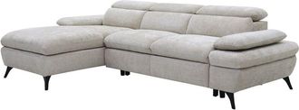 Vente-Unique Vente-unique - Canap&eacute; dangle gauche convertible en tissu textur&eacute; avec coffre de rangement beige morava