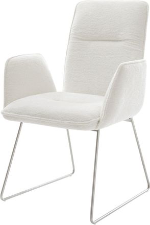 DELIFE Polsterstuhl Vinja-Flex Kufengestell Edelstahl Boucl&eacute; Soft Beige