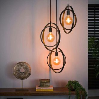 Pier Import Pier Import - Suspension industrielle &eacute;tag&eacute;e 3 lampes anneaux crois&eacute;s tribeca