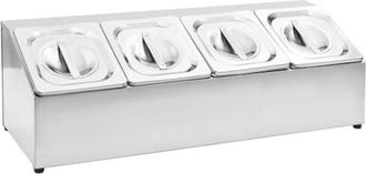 vidaXL R&eacute;cipient Gastronorm avec 4 Bacs Organisateur de Nourriture Conteneur de Stockage Restaurant H&ocirc;tel Maison GN 1/6 Acier Inoxydable