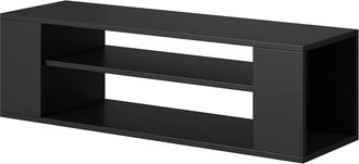 Selsey Weri - TV-Board hängend mit 2 offenen Fächern, minimalistisch, 100 cm breit (Schwarz)