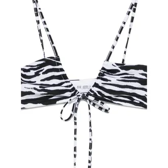 The Attico Zebra-Print Bikini Set - White/Black
