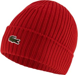 Lacoste Unisex - Erwachsene Mütze RB0001, Damen,Herren Strickmütze,Wollmütze,Beanie,Rot,TU (Einheitsgröße)