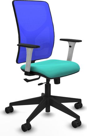 Piqueras y Crespo B&uuml;rostuhl mit Armlehnen in Wei&szlig; und Schwarz, h&ouml;henverstellbare Lendenwirbelst&uuml;tze, ausgestattet mit Syncro/Traslack und Schneideschaum, Blau/T&uuml;rkis