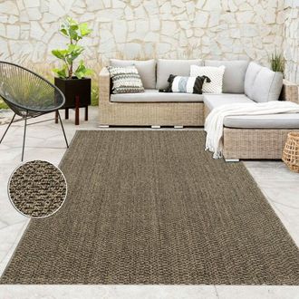 Paco Home Paco Home Tapis DExtérieur Résistant Aux Intempéries Balcon Salon Motif Uni Boho Vert 240x340 cm