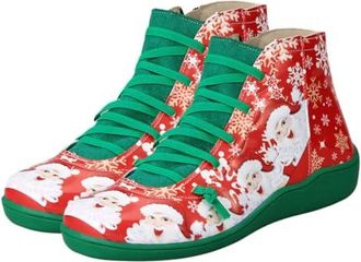 BESPORTBLE Bottes Courtes de No&euml;l Vertes pour Femmes Taille 39 Chaussures D&eacute;contract&eacute;es Respirantes Antid&eacute;rapantes pour Automne Hiver et F&ecirc;tes de No&euml;l