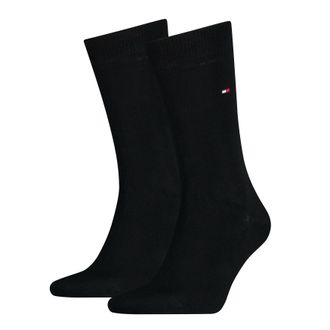 Tommy Hilfiger Socken TOMMY HILFIGER TH MEN SOCK CLASSIC 2P, Damen, Gr. 39-42, schwarz, Baumwollmischung, normal, Socken Socken, Mit eingestricktem Flag-Logo, Topsel