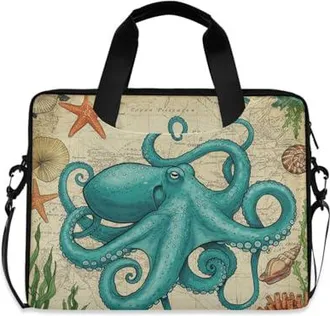 Alaza Sac &agrave; bandouli&egrave;re pour ordinateur portable de 40,6 &agrave; 15,6 pouces, beau paon, pour femmes, hommes, &eacute;tudiants, travail, voyage, sac fourre-tout, Octopus