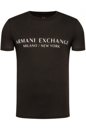 A|X Armani Exchange Herren Short Sleeve Milan New York Logo Crew Neck T-Shirt T Shirt, Schwarz, S EU