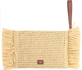 Anya Hindmarch Womens Oversize Raffia Clutch Bag Beige