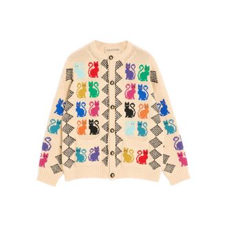 Valentino Le Chat De La Maison Jacquard Pattern Cardigan