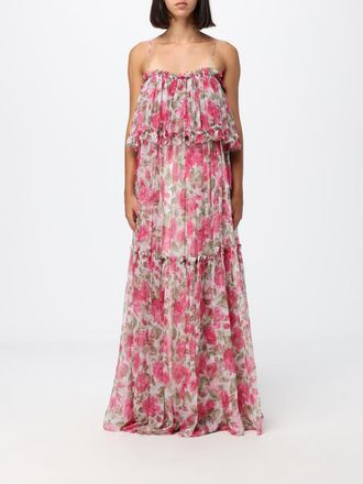 Chlo&eacute; Robe longue en soie &agrave; broderie florale et encolure carr&eacute;e