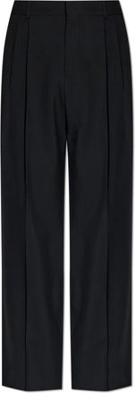 Balmain Homme, Pantalons, Noir, Taille: XL Wool Straight-leg Pantalons